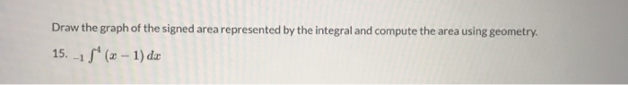 Solved Draw the graph of the signed area represented by the | Chegg.com