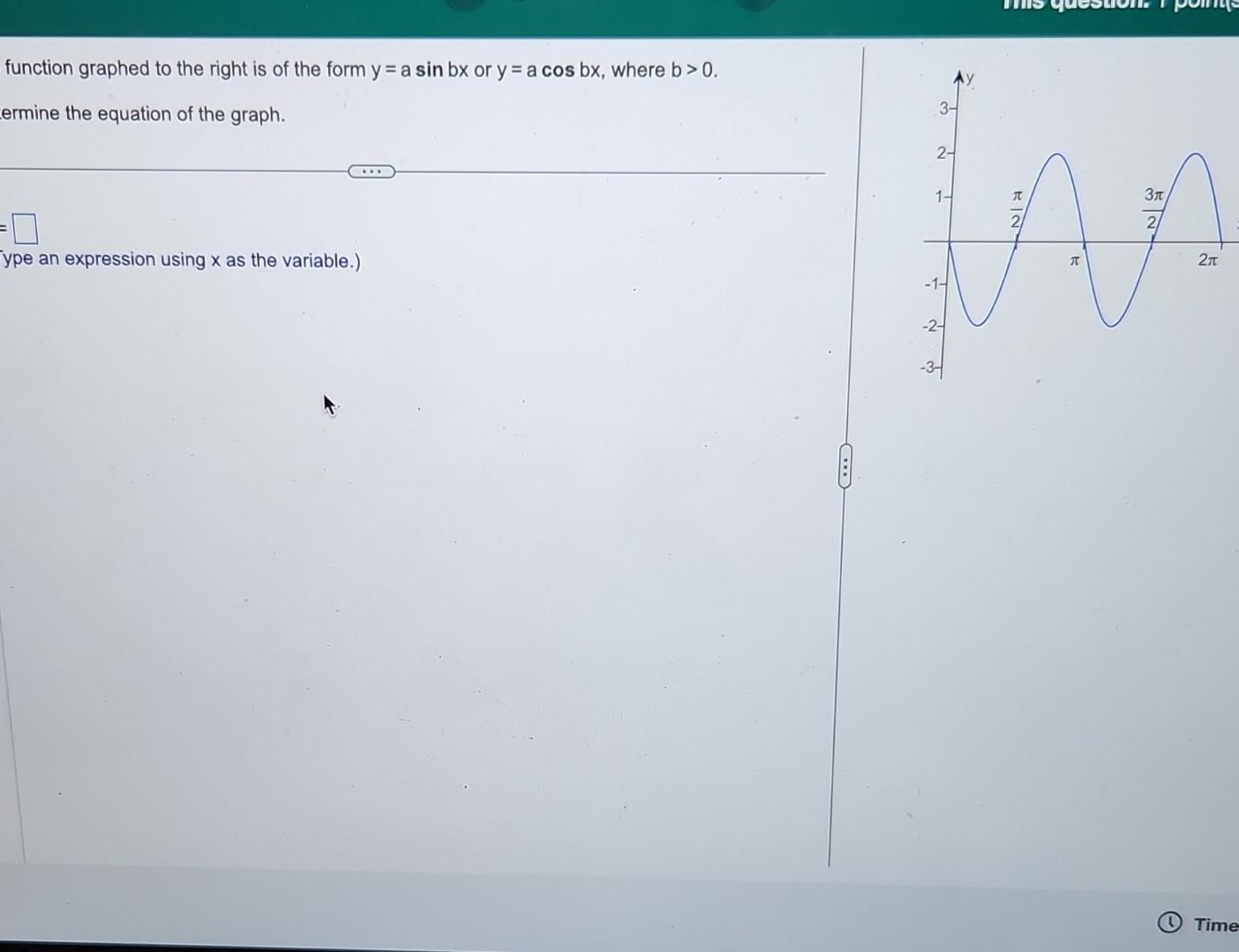 Solved function graphed to the right is of the form y=asinbx | Chegg.com
