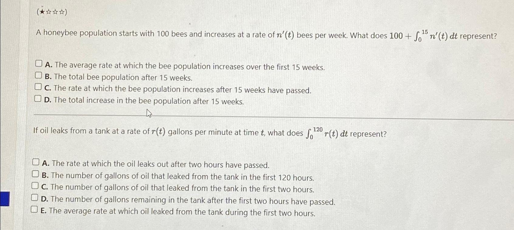 Solved A honeybee population starts with 100 ﻿bees and | Chegg.com