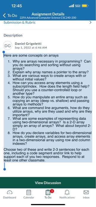 Solved Here Are Some Concepts On Arrays 1 Why Are Arrays