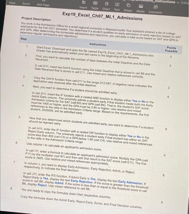 Solved View 8 6 Edite DE Add Page Insert Table Chart Text | Chegg.com