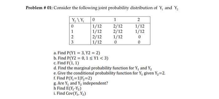 Problem \# 01: Consider the following joint | Chegg.com