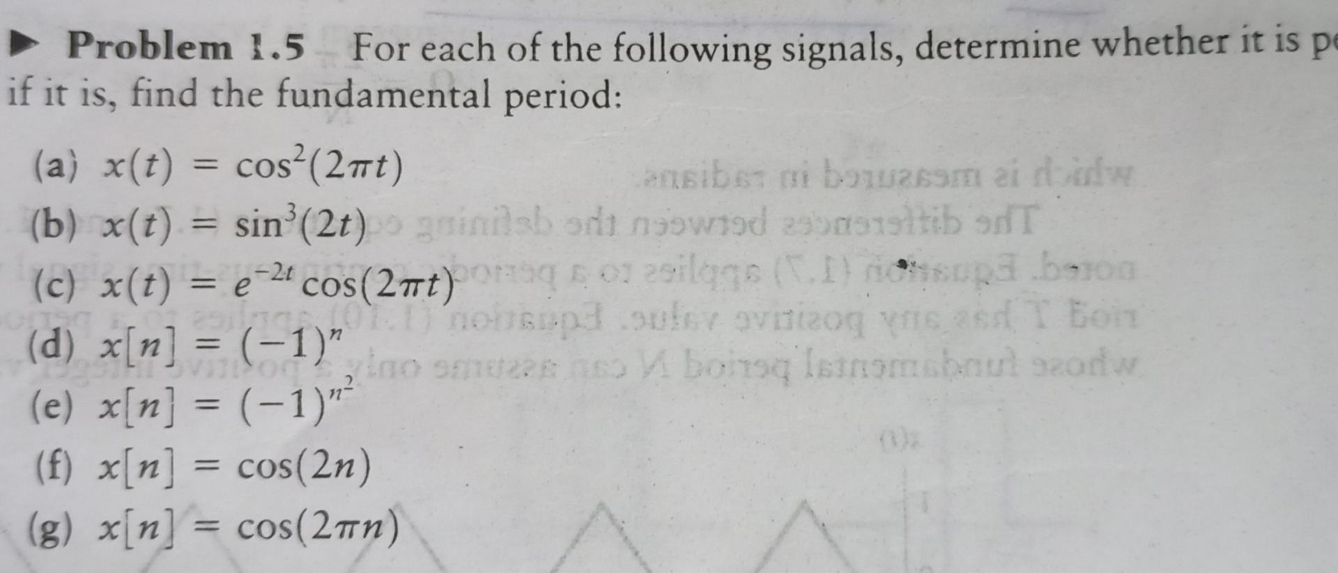 Solved Problem 1.5 For each of the following signals, | Chegg.com