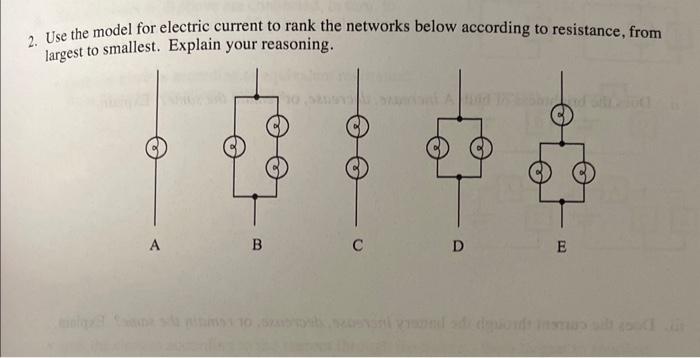 Solved 2. Use the model for electric current to rank the | Chegg.com