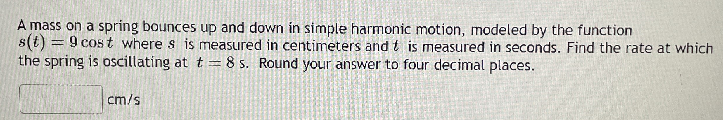 Solved A mass on a spring bounces up and down in simple | Chegg.com