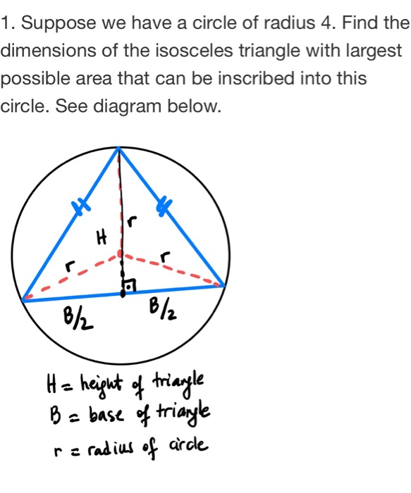 Solved 1. Suppose we have a circle of radius 4. Find the | Chegg.com