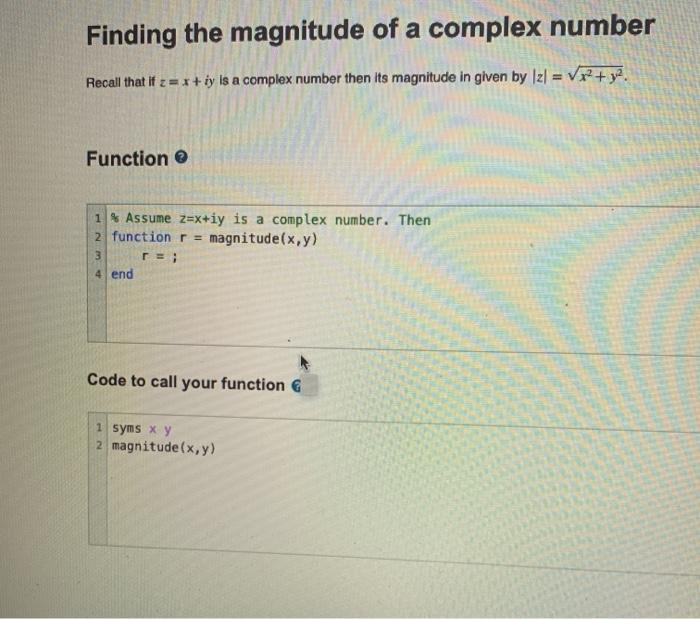 Solved Finding the magnitude of a complex number Recall that | Chegg.com