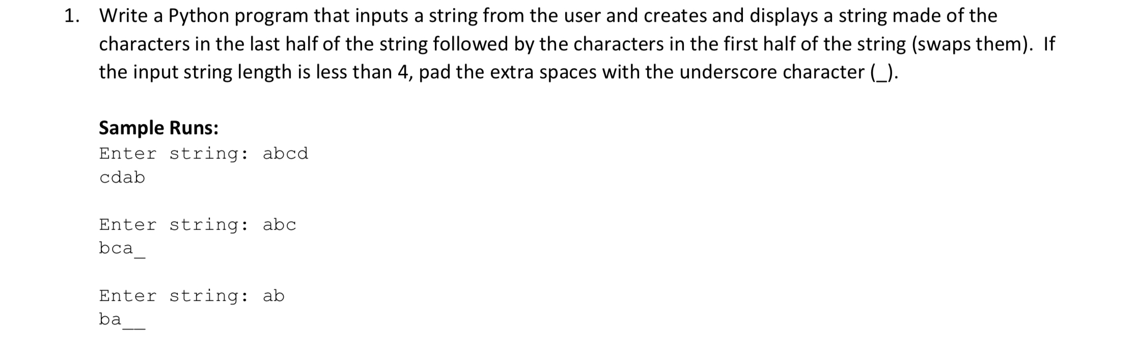 Write a Python program that inputs a string from the | Chegg.com