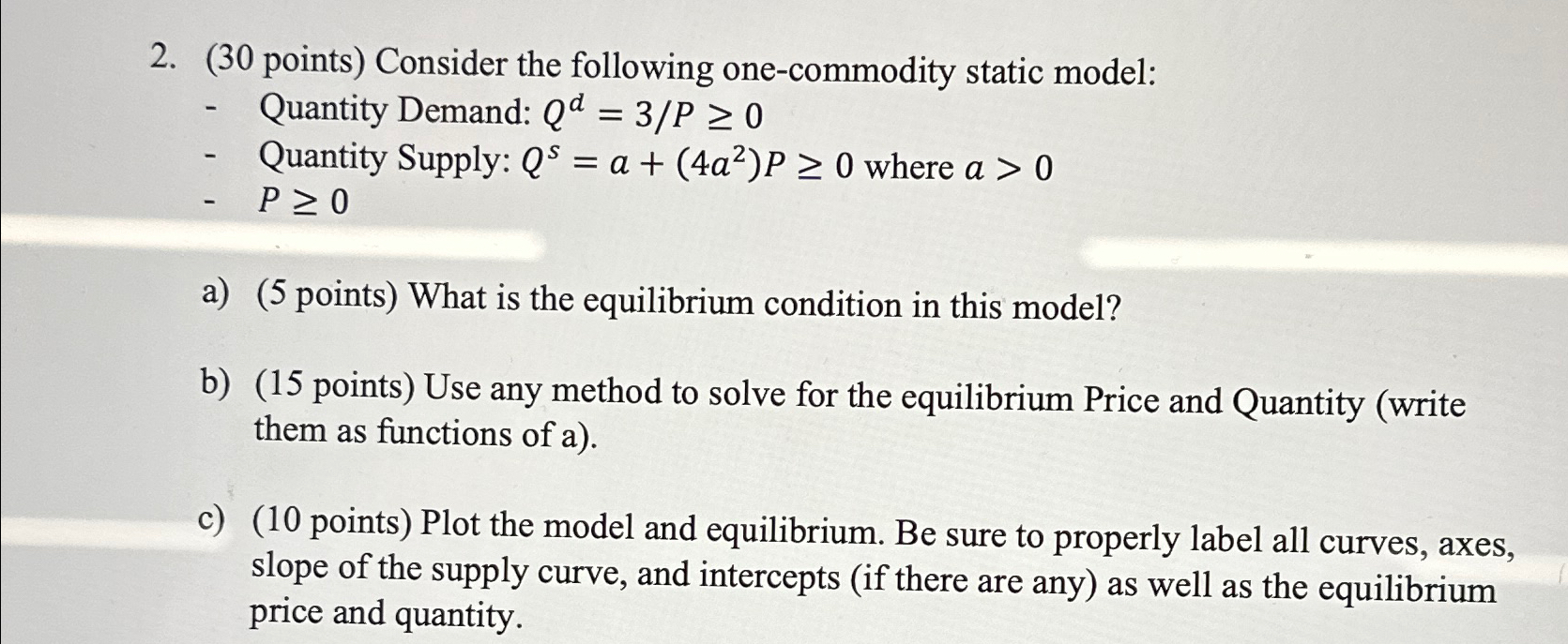 Solved (30 ﻿points) ﻿Consider the following one-commodity | Chegg.com