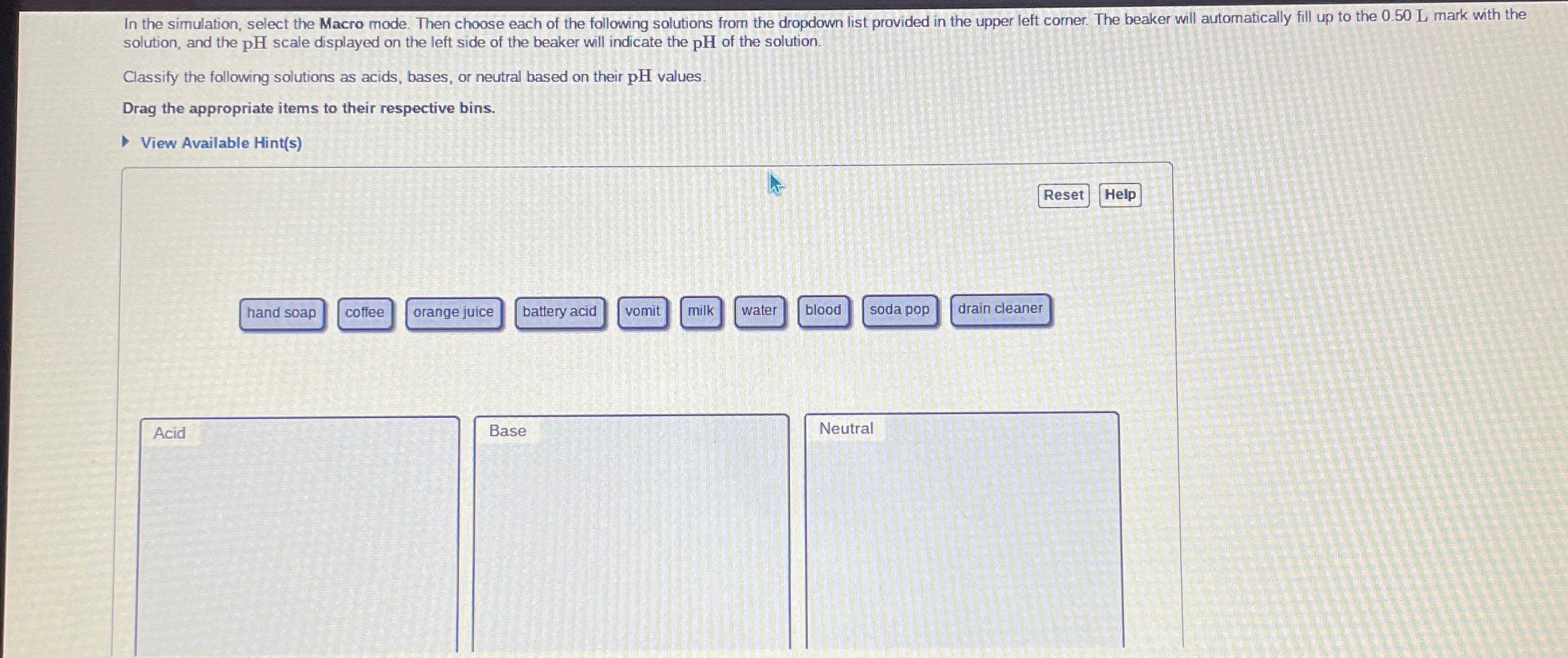 Solved solution, and the pH ﻿scale displayed on the left | Chegg.com