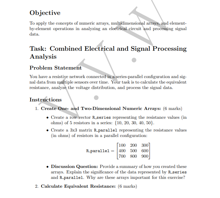 Solved ObjectiveTo apply the concepts of numeric arrays, | Chegg.com