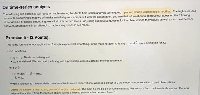 Solved On time-series analysis The tollowing two exercises | Chegg.com