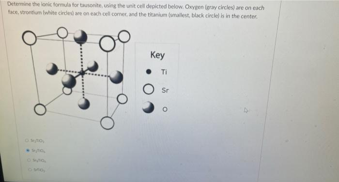 Solved Determine the ionic formula for tausonite, using the | Chegg.com