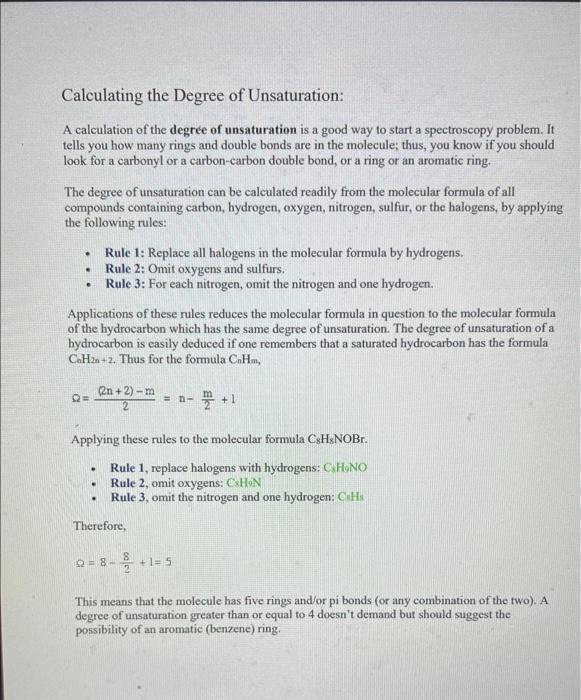 Solved Calculating the Degree of Unsaturation: A calculation | Chegg.com