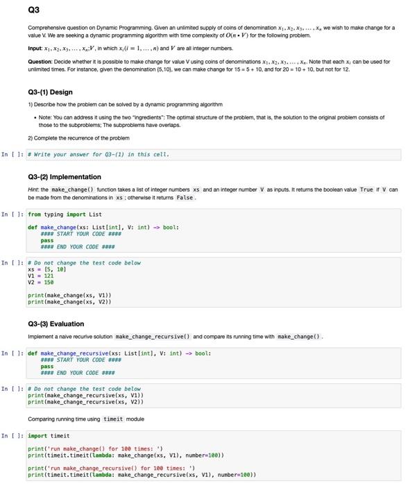 Solved Comprehensive question on Dynamic Programming. Given | Chegg.com