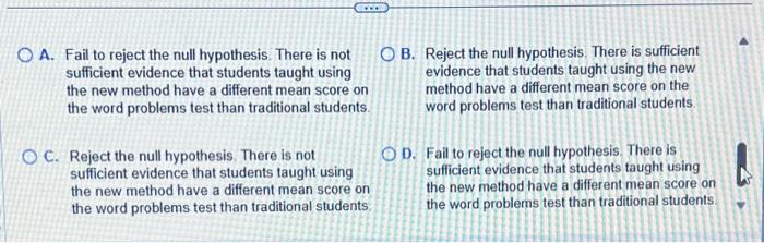 Solved A study of a new mathematics teaching methodology | Chegg.com