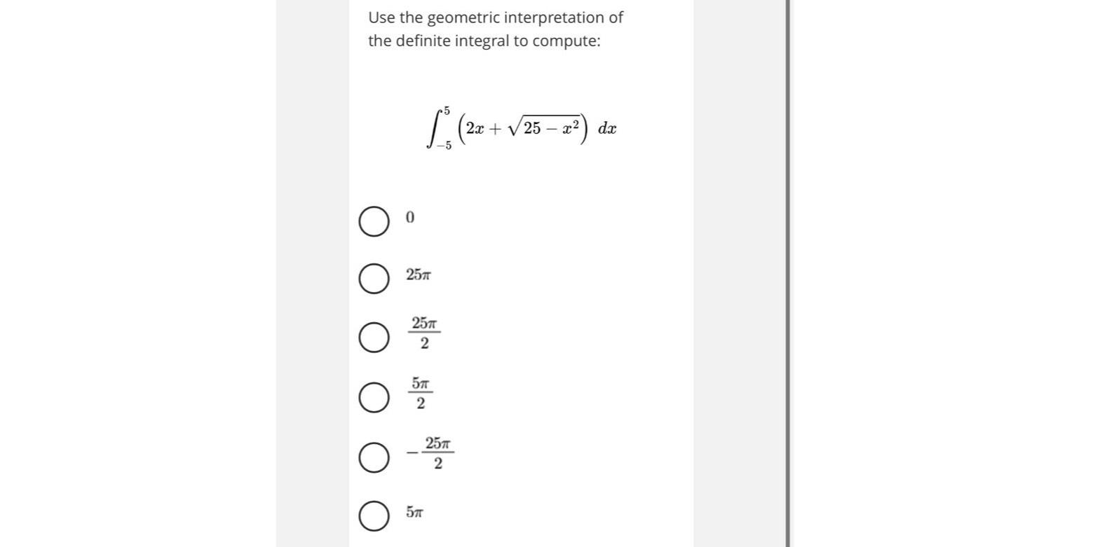 Solved Use the geometric interpretation of the definite | Chegg.com