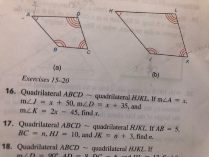 Solved H (b) Exercises 15-20 16. Quadrilateral ABCD | Chegg.com
