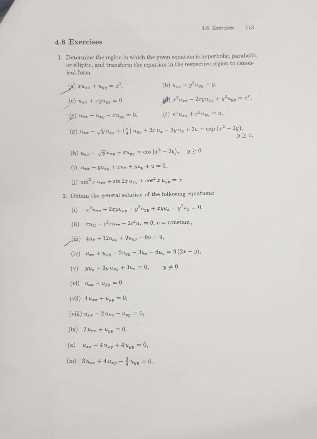 Solved 1. Determine the region in which the given equation | Chegg.com