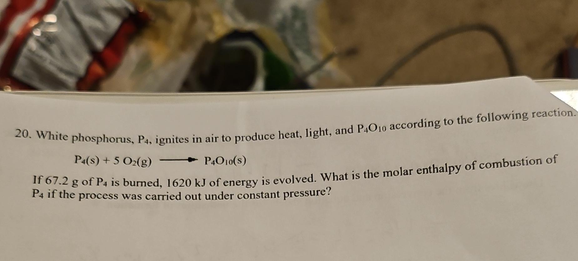 Solved White phosphorus, P_(4), ignites in air to produce | Chegg.com