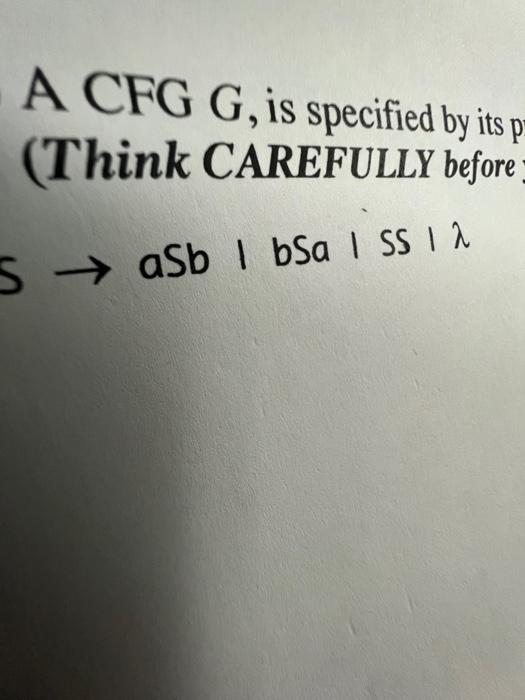 Solved A CFG G, is specified by itsp (Think CAREFULLY before | Chegg.com
