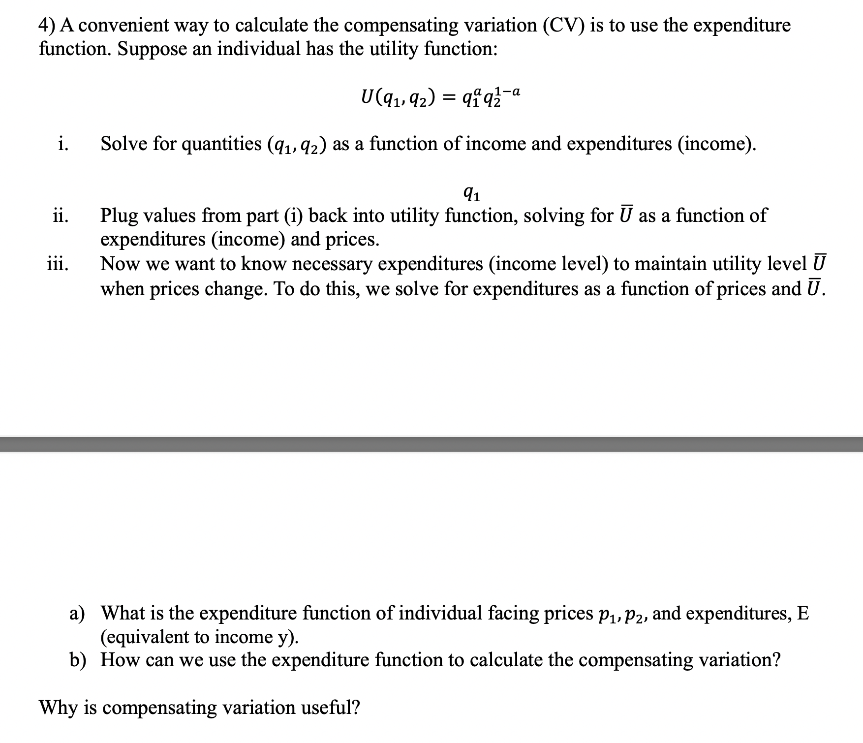 Solved A convenient way to calculate the compensating | Chegg.com