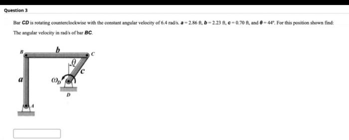 Solved Bar CD is rotating counterclockwise with the constant | Chegg.com