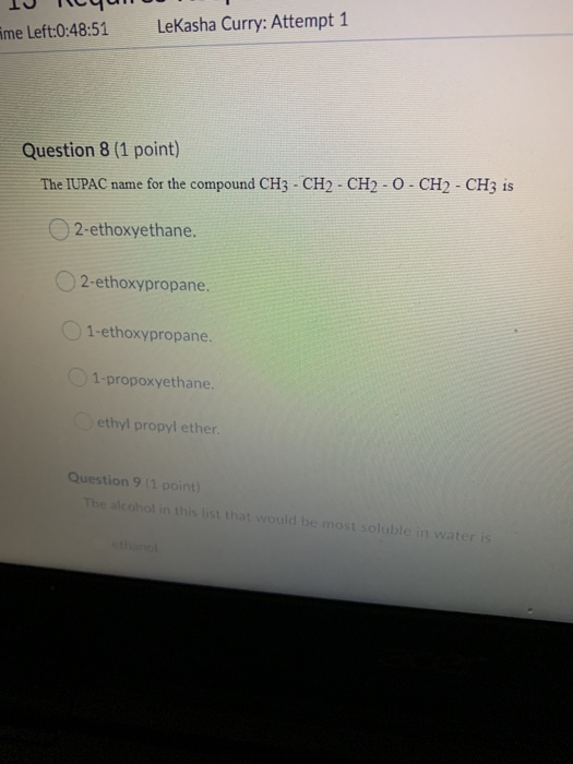 Solved Time Left:0:48:51 LeKasha Curry: Attempt 1 Question 8 | Chegg.com