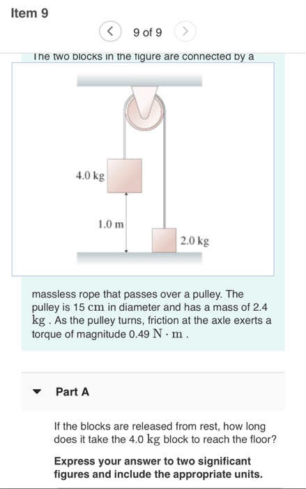 Solved Item 9 ♡ 9 of 9 The two blocks in the figure are | Chegg.com