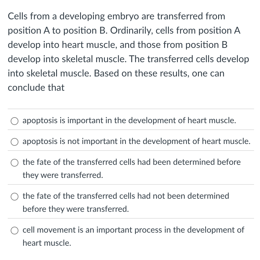 Solved Cells from a developing embryo are transferred from | Chegg.com