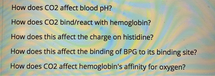Solved How does CO2 affect blood pH? How does CO2 bind/react | Chegg.com