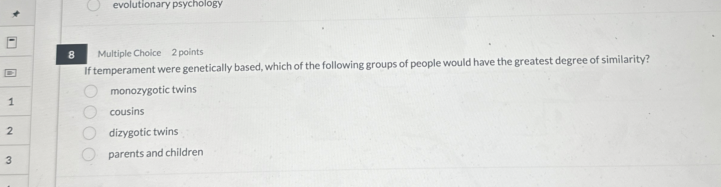 Solved 8evolutionary psychologyMultiple Choice2 ﻿pointsIf | Chegg.com