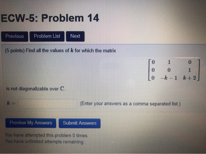 Solved ECW-5: Problem 14 Previous Problem List Next (5 | Chegg.com
