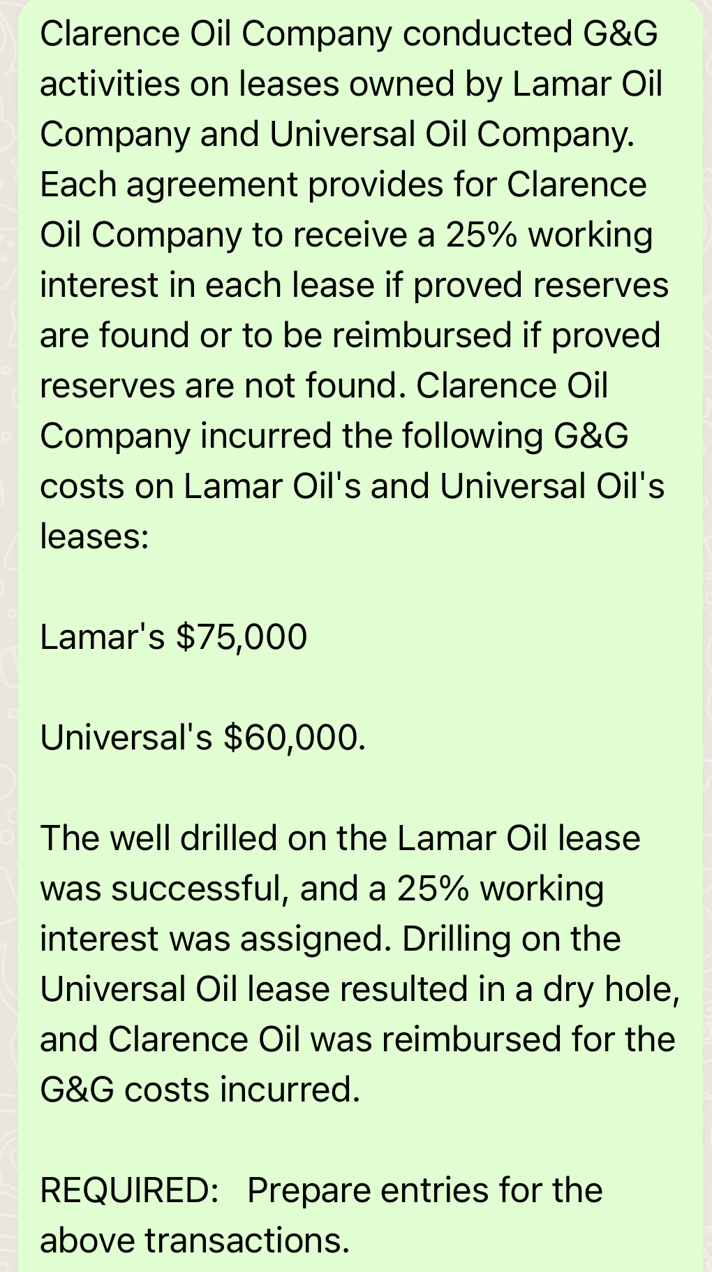 Solved Clarence Oil Company conducted G&G activities on | Chegg.com