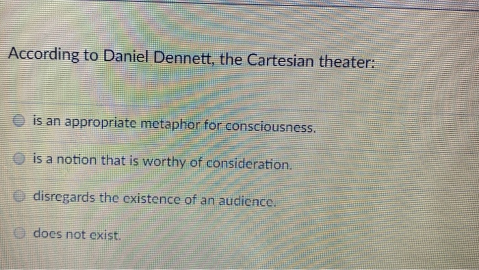 According to Daniel Dennett, the Cartesian theater: | Chegg.com