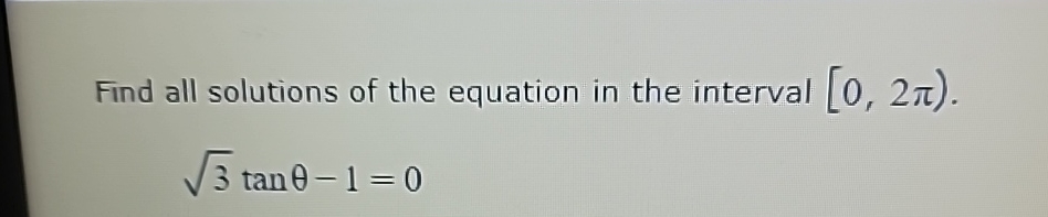 Solved Find all solutions of the equation in the interval | Chegg.com