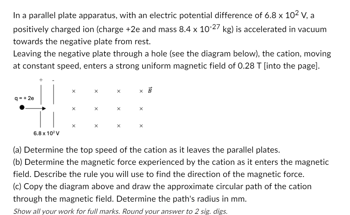Solved In a parallel plate apparatus, with an electric | Chegg.com