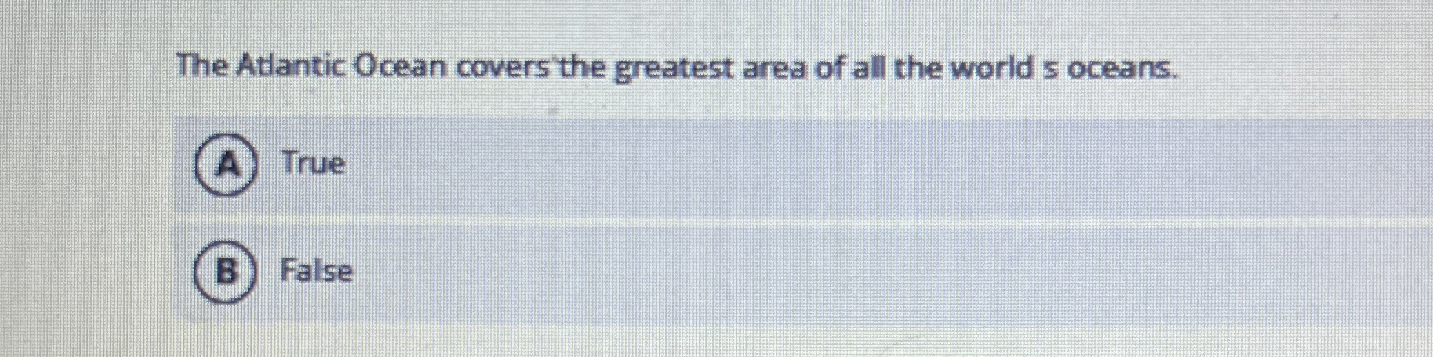 Solved The Atlantic Ocean covers the greatest area of all | Chegg.com