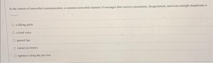 Solved In the context of nonverbal communication, a common | Chegg.com