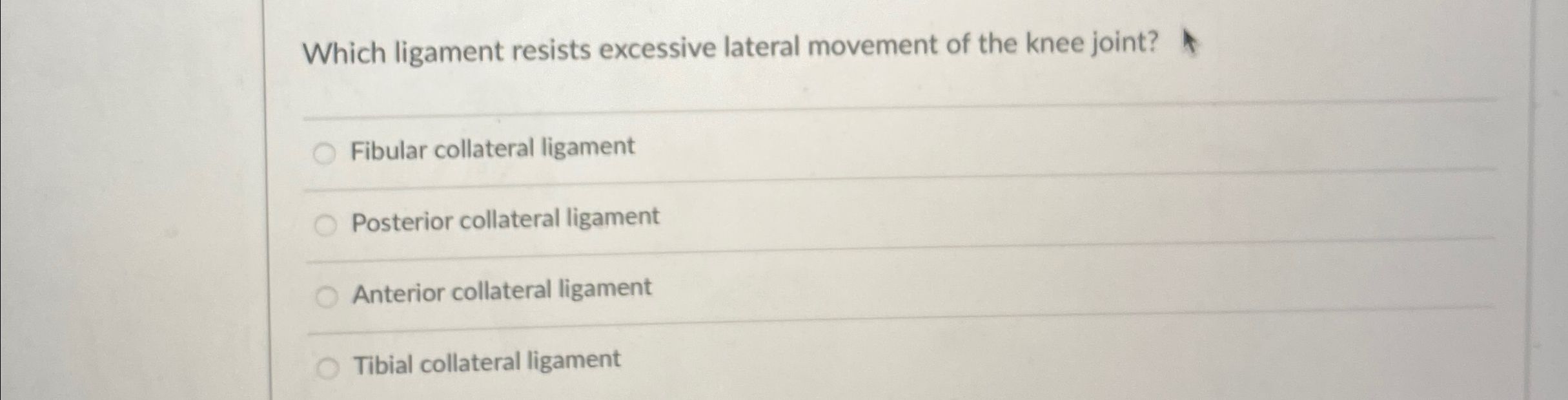 Solved Which ligament resists excessive lateral movement of | Chegg.com