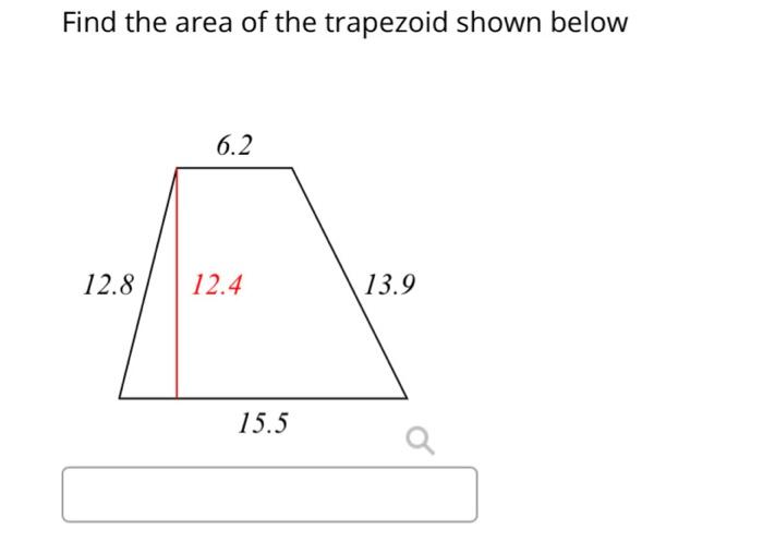 Solved Find the area of the trapezoid shown below | Chegg.com
