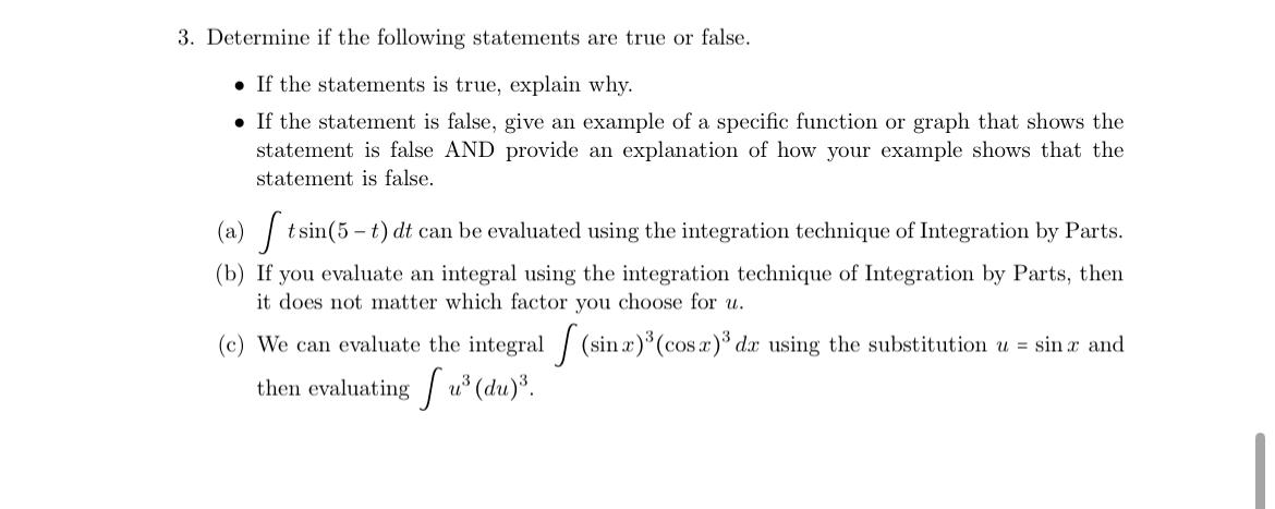 Solved Determine if the following statements are true or | Chegg.com