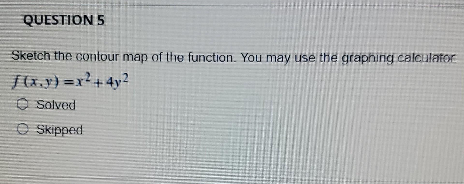 Solved QUESTION 5 Sketch the contour map of the function. | Chegg.com