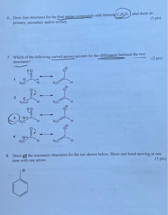 Solved 6. Draw line structures for the four amine compounds | Chegg.com