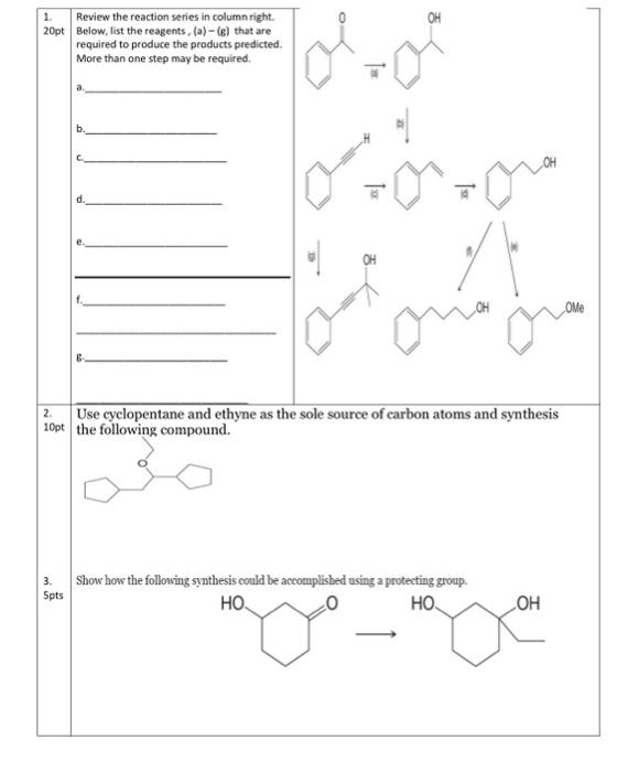 Solved Use cyclopentane and ethyne as the sole source of | Chegg.com