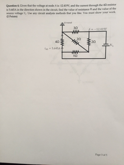 Solved Question 4. Given that the voltage at node A is | Chegg.com