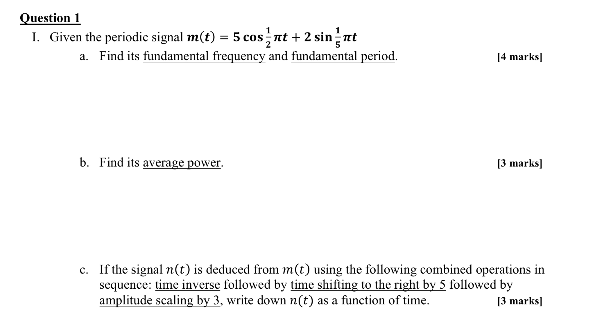 Solved Question 1I. Given the periodic signal | Chegg.com