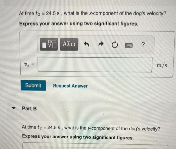 Solved A dog running in an open field has components of | Chegg.com