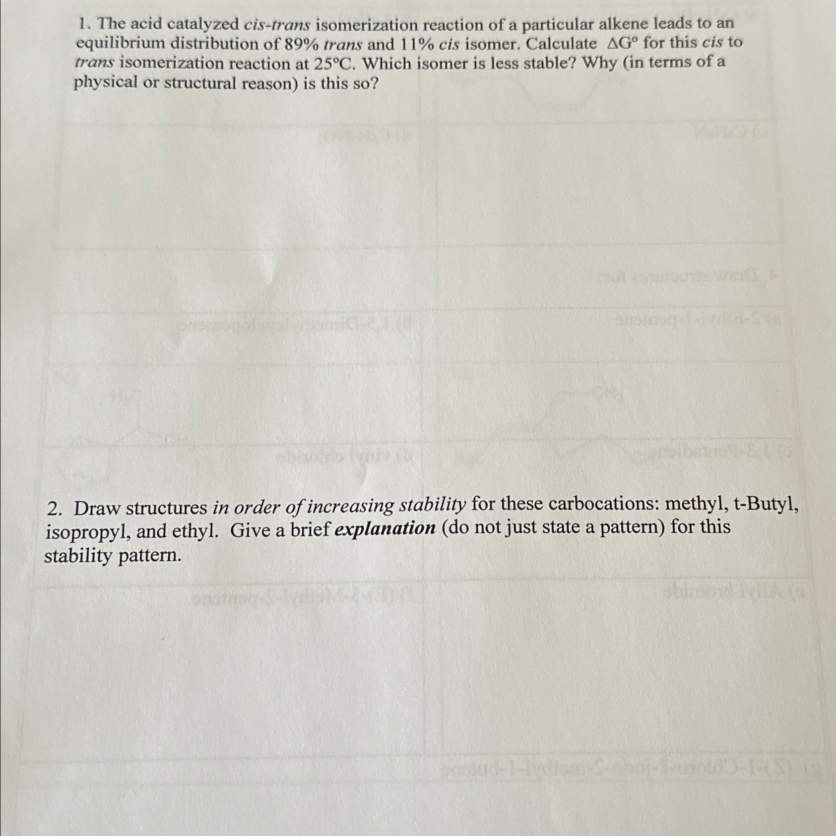Solved The Acid Catalyzed Cis Trans Isomerization Reaction