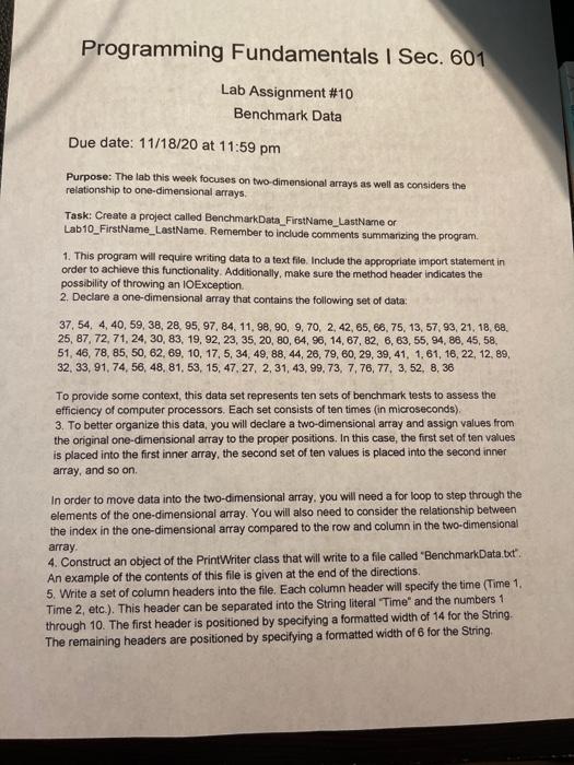 Solved Programming Fundamentals I Sec 601 Lab Assignment 